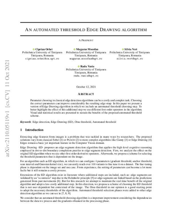 (PDF) An automated threshold Edge Drawing algorithm