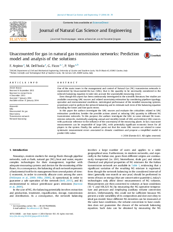 (PDF) Unaccounted for gas in natural gas transmission networks ...