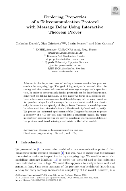 (PDF) Exploring Properties of a Telecommunication Protocol with Message Delay Using Interactive ...