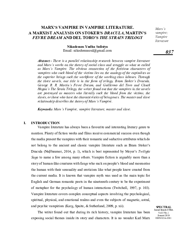 (PDF) Marx’s Vampire in Vampire Literature. A Marxist Analysis on ...