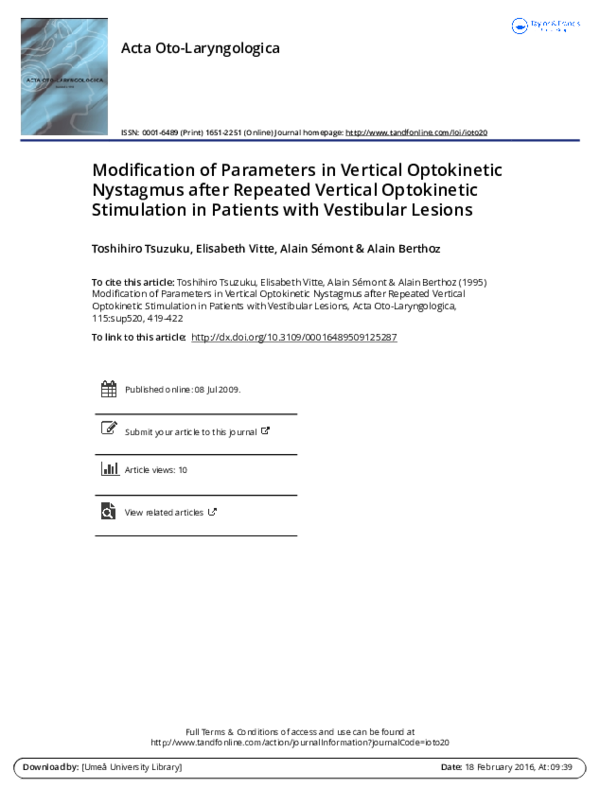 (PDF) Modification of Parameters in Vertical Optokinetic Nystagmus ...