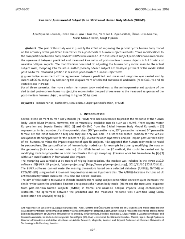 (PDF) Kinematic assessment of subject personification of human body ...