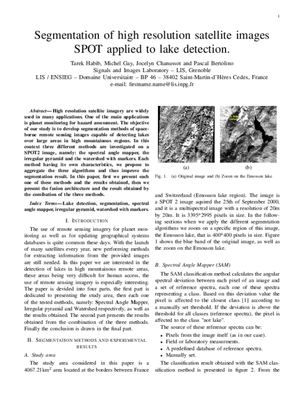 (PDF) Segmentation of high resolution satellite images SPOT applied to ...