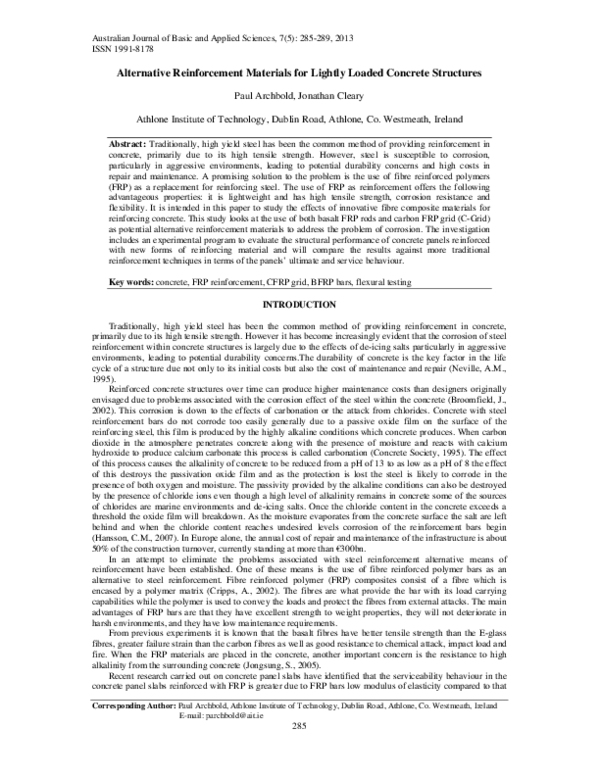 (PDF) Alternative Reinforcement Materials for Lightly Loaded Concrete ...