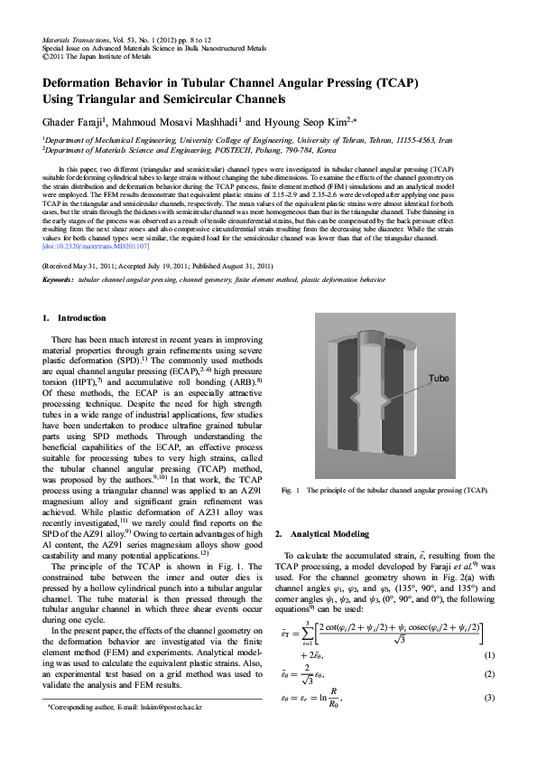 (PDF) Deformation Behavior in Tubular Channel Angular Pressing (TCAP ...