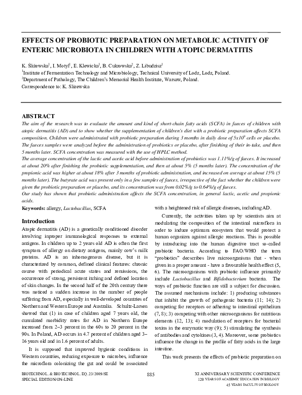 (PDF) Effects of Probiotic Preparation on Metabolic Activity of Enteric ...