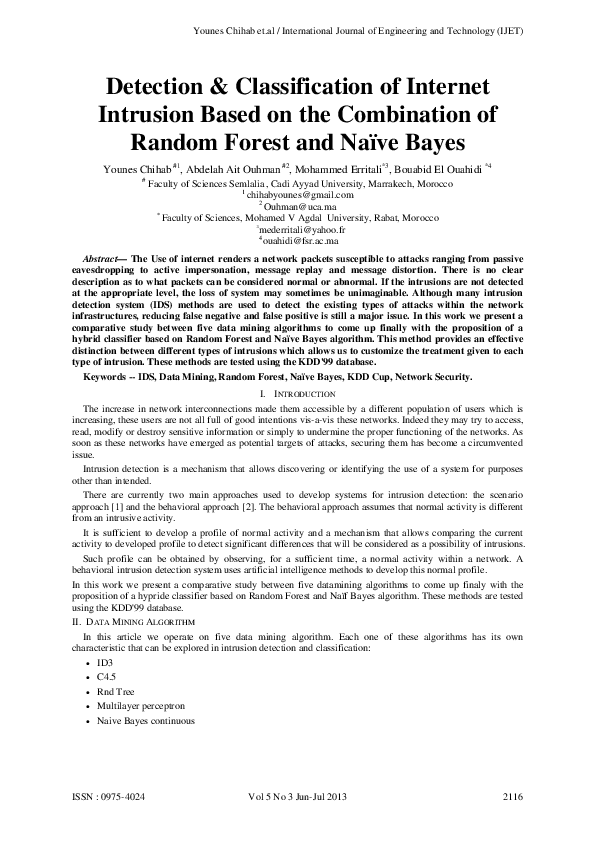 (PDF) Detection & Classification of Internet Intrusion Based on the Combination of Random Forest ...