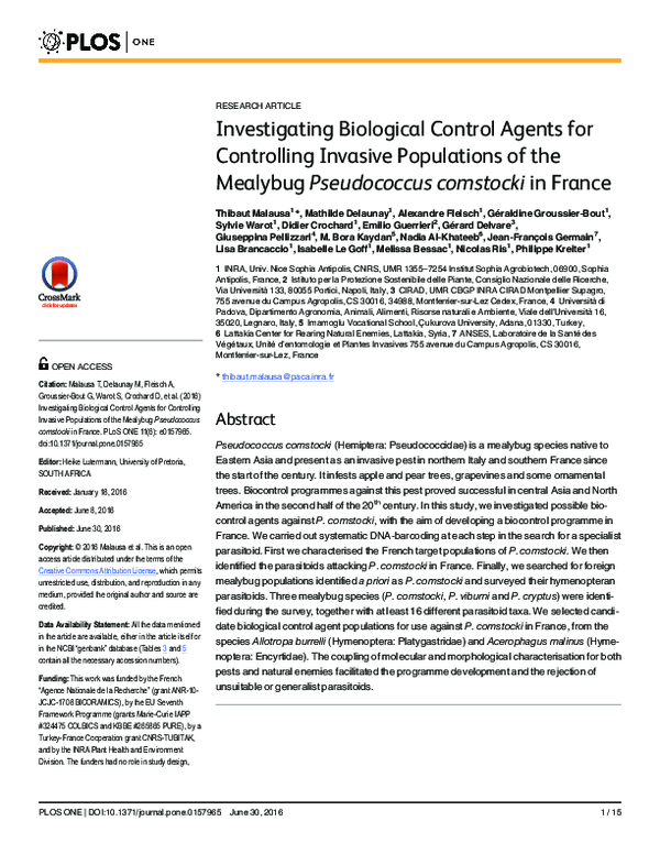 (PDF) Investigating Biological Control Agents for Controlling Invasive Populations of the ...