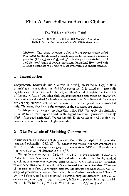(PDF) Fish: A fast software stream cipher