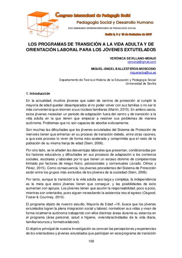 (PDF) Los programas de transición a la vida adulta y de orientación ...