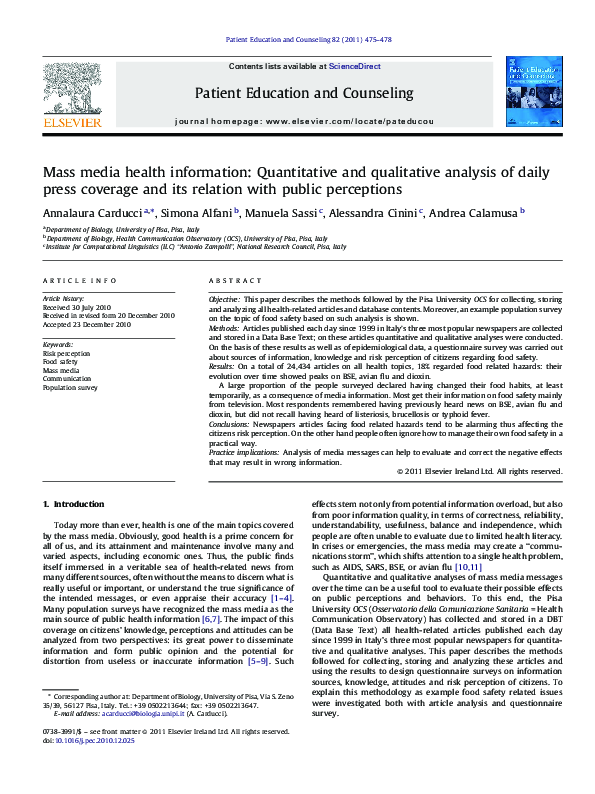 (PDF) Mass media health information: Quantitative and qualitative ...