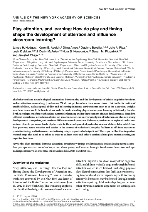 (PDF) Play, attention, and learning: How do play and timing shape the ...