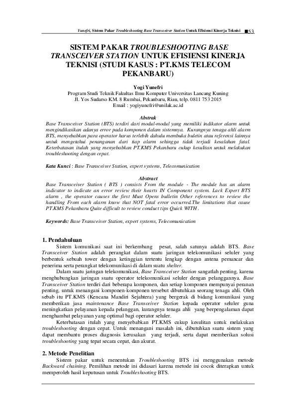 (PDF) Sistem Pakar Troubleshooting Base Transceiver Station untuk ...