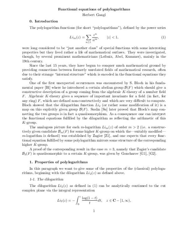 (PDF) Functional equations of polylogarithms(Algebraic Number Theory : Recent Developments and ...