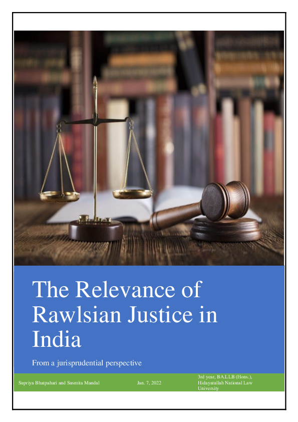 (PDF) The Relevance of Rawlsian Justice in India From a jurisprudential ...