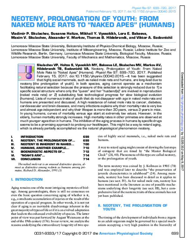 (PDF) Neoteny, Prolongation of Youth: From Naked Mole Rats to "Naked ...
