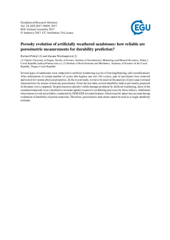 (PDF) Porosity evolution of artificially weathered sandstones: how ...