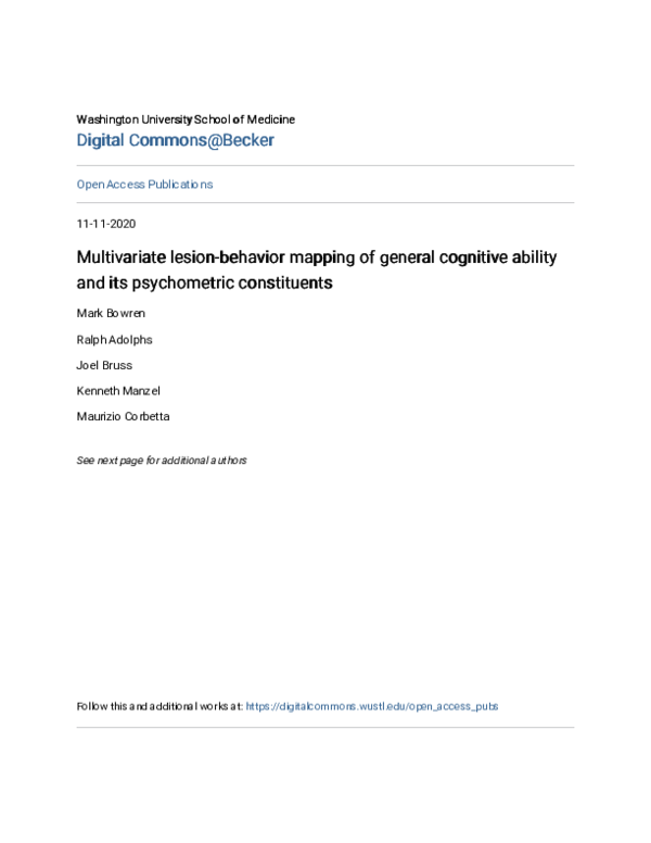 (PDF) Multivariate Lesion-Behavior Mapping of General Cognitive Ability ...