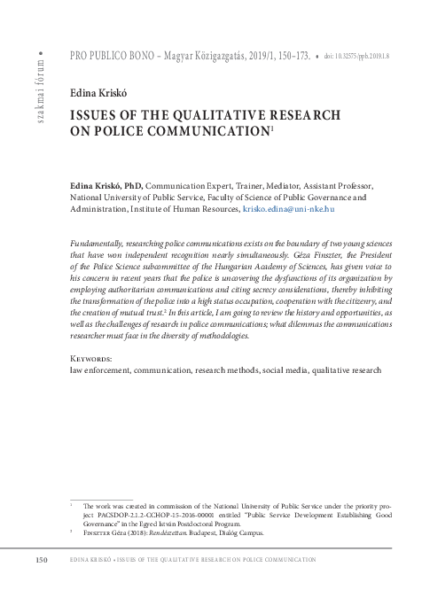 (PDF) Issues of the Qualitative Research on Police Communication