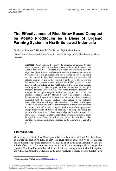 (PDF) The Effectiveness of Rice Straw Based Compost on Potato ...