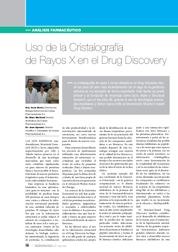 (PDF) Uso de la cristalografia de rayos X en el Drug Discovery