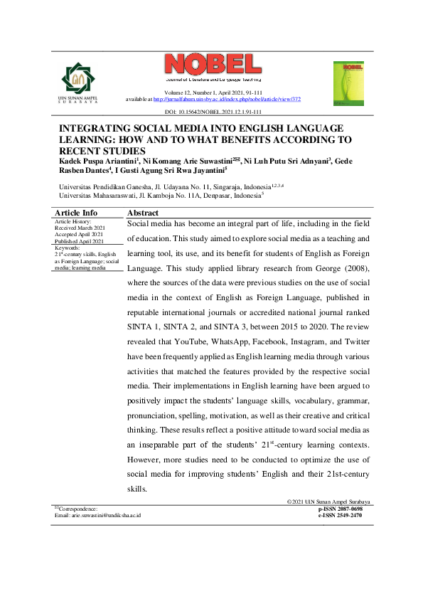 (PDF) Integrating Social Media into English Language Learning: How and ...