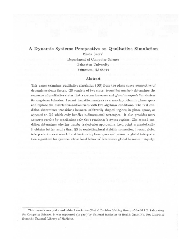 (PDF) A dynamic systems perspective on qualitative simulation