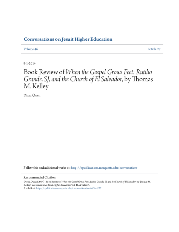(PDF) Book Review of When the Gospel Grows Feet: Rutilio Grande, SJ ...