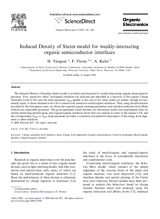 (PDF) Induced Density of States model for weakly-interacting organic ...
