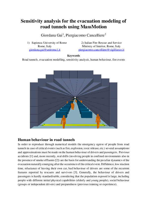 (PDF) Sensitivity analysis for the evacuation modeling of road tunnels using MassMotion