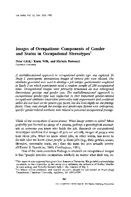 (PDF) Images of occupations: Components of gender and status in ...