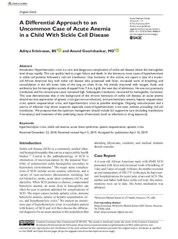 A Differential Approach to an Uncommon Case of Acute Anemia in a Child ...
