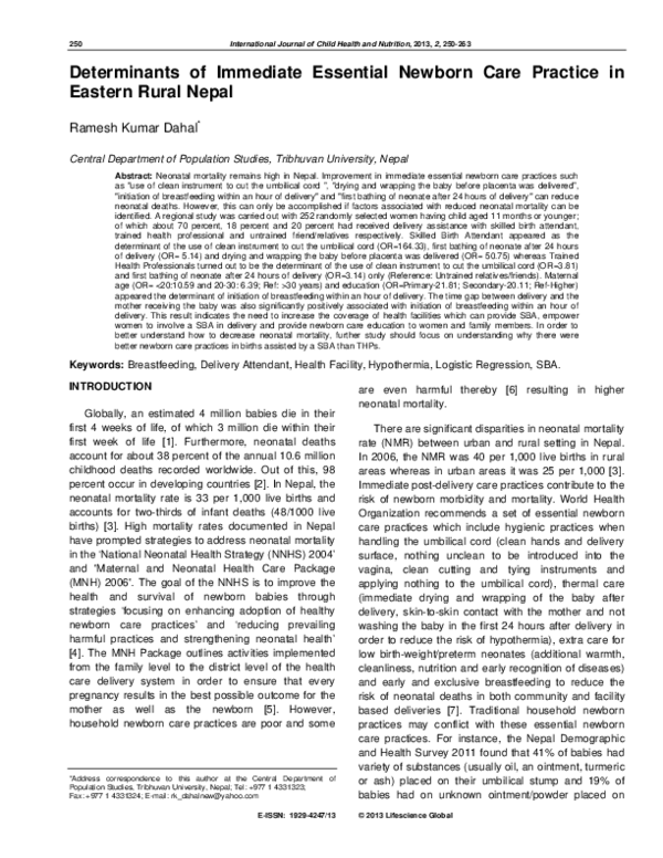 (PDF) Determinants of Immediate Essential Newborn Care Practice in ...