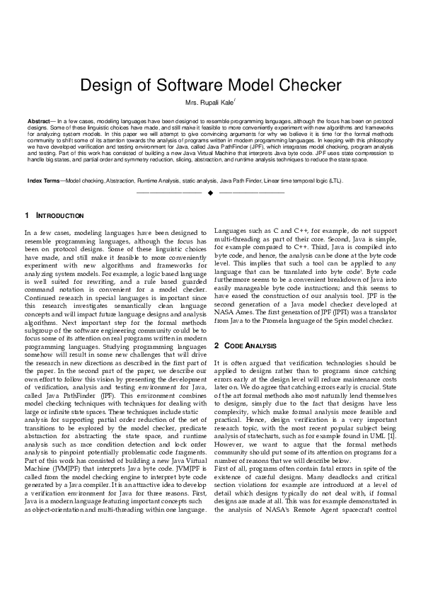 (PDF) Design of Software Model Checker
