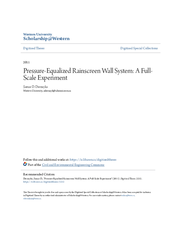 (PDF) Pressure-Equalized Rainscreen Wall System: A Full-Scale Experiment