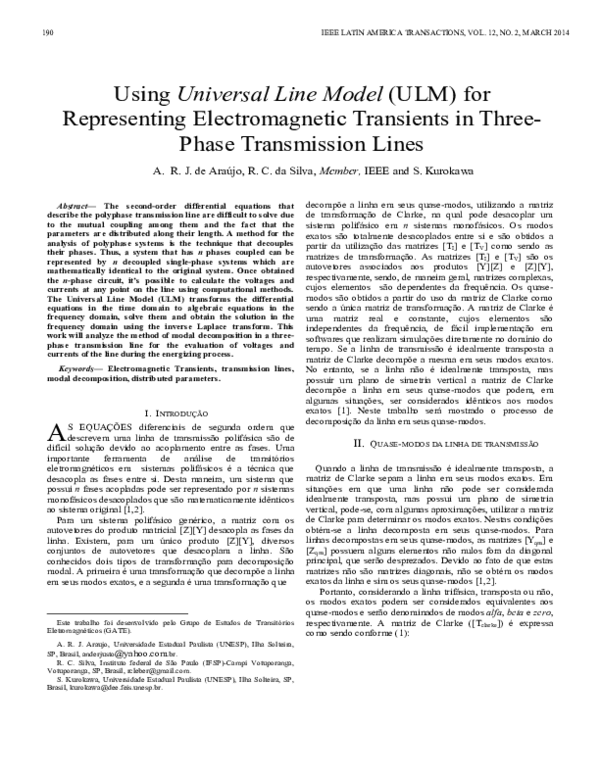 (PDF) Using Universal Line Model (ULM) for Simulating Electromagnetic ...