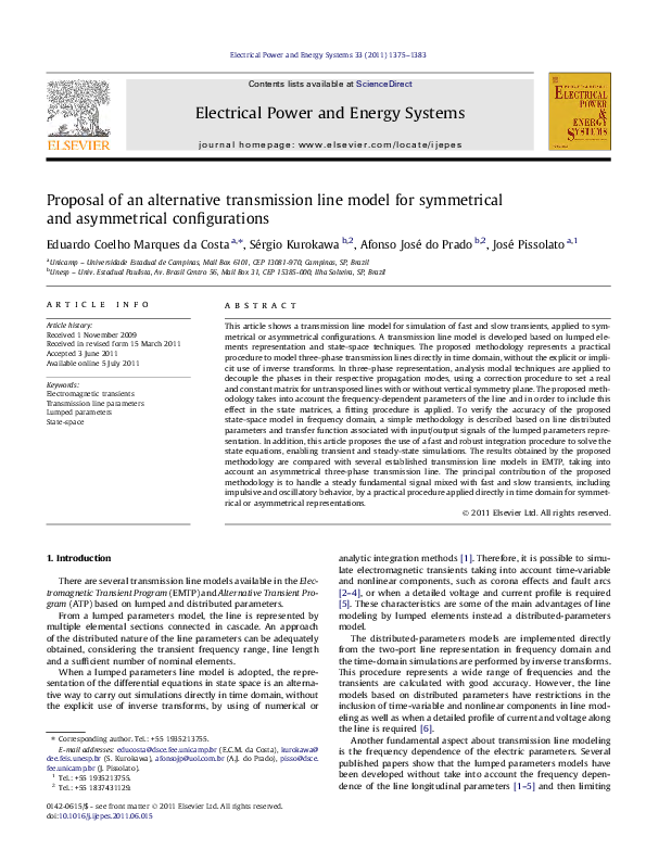 (PDF) Proposal of an alternative transmission line model for ...