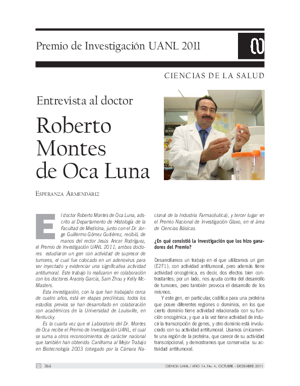 (PDF) Entrevista al Dr. Roberto Montes de Oca Luna, Premio de ...