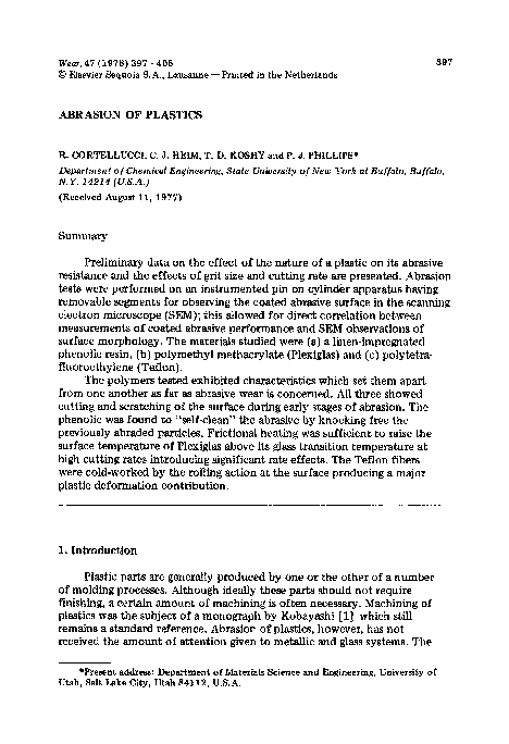 (PDF) Abrasion of plastics