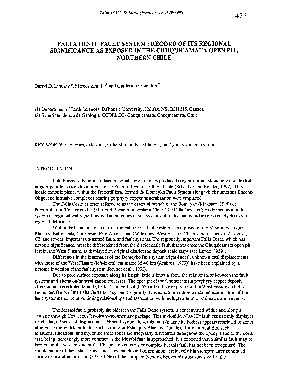(PDF) Falla Oeste Fault System : Record of Its Regional Significance as ...