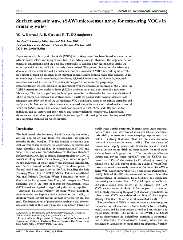 (PDF) Surface acoustic wave (SAW) microsensor array for measuring VOCs ...