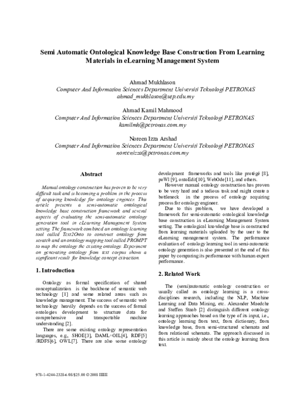 (PDF) Semi automatic ontological knowledge base construction from learning materials in ...