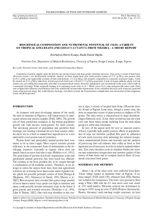 (PDF) Biochemical composition and nutritional potential of ukpa: a ...