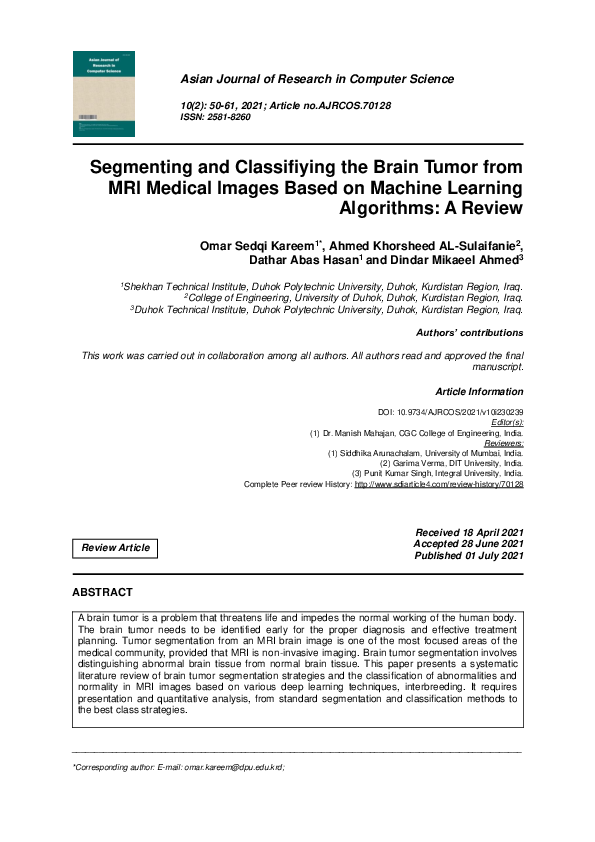 (PDF) Segmenting and Classifiying the Brain Tumor from MRI Medical ...