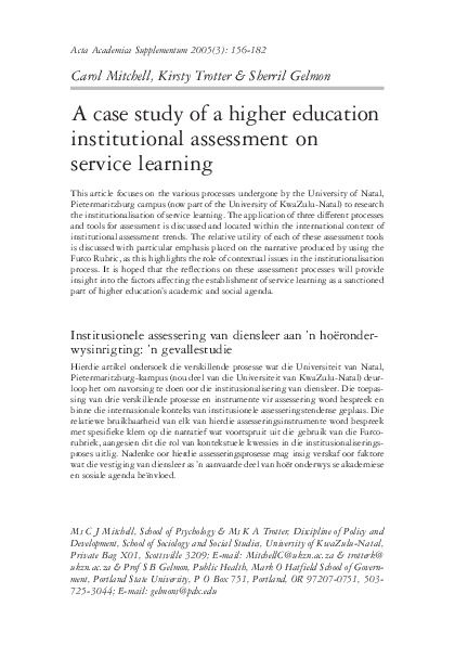 (PDF) A case study of a higher education institutional assessment on ...
