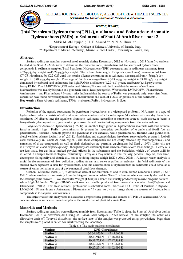 (PDF) Total Petroleum Hydrocarbons(TPHs), n-alkanes and Polynuclear ...