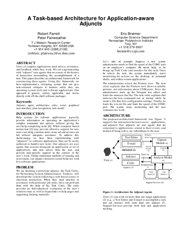 (PDF) A task-based architecture for application-aware adjuncts