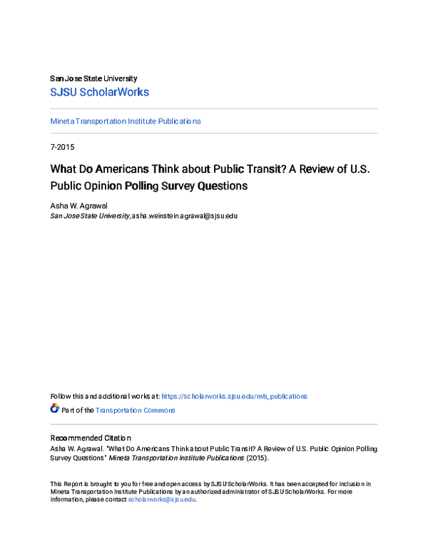 (PDF) What Do Americans Think about Public Transit? A Review of U.S ...