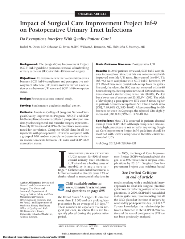 (PDF) Impact of Surgical Care Improvement Project Inf-9 on ...