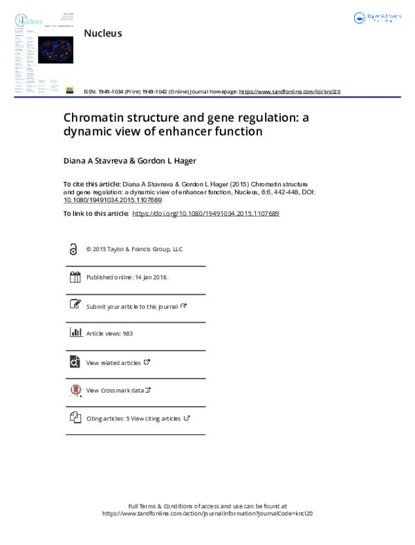 (PDF) Chromatin structure and gene regulation: a dynamic view of ...